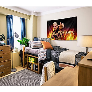Generic Flavortown Guy Funny Flag 3X5FT Banner,Man Cave Wall Flag for College Dorm Room Frat Outdoor Parties Gift Tailgates,with 4 Brass Grommets.