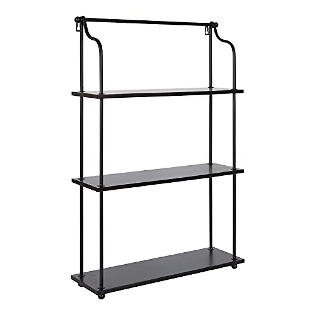 Kate and Laurel Walters Modern 3-Tier Hanging Shelf, 21 x 32, Black, Decorating Wall Mounted Storage Shelf for Wall