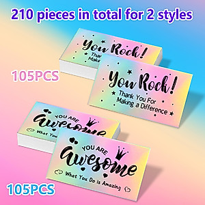 YHNTGB 210 pcs Holographic Thank You Cards bulk appreciation gifts You are Awesome You Rock Greeting Cards Thank You for Making a Difference Cards for Students Volunteers Doctors Teachers businessman
