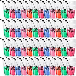 Lallisa Graduation Party Supply Drink Pouches for Adults with Straws Plastic Smoothie Bags Translucent Reclosable Beverage Juice Milk Tea Coffee Pouches for Adults Student School(48 Pcs)