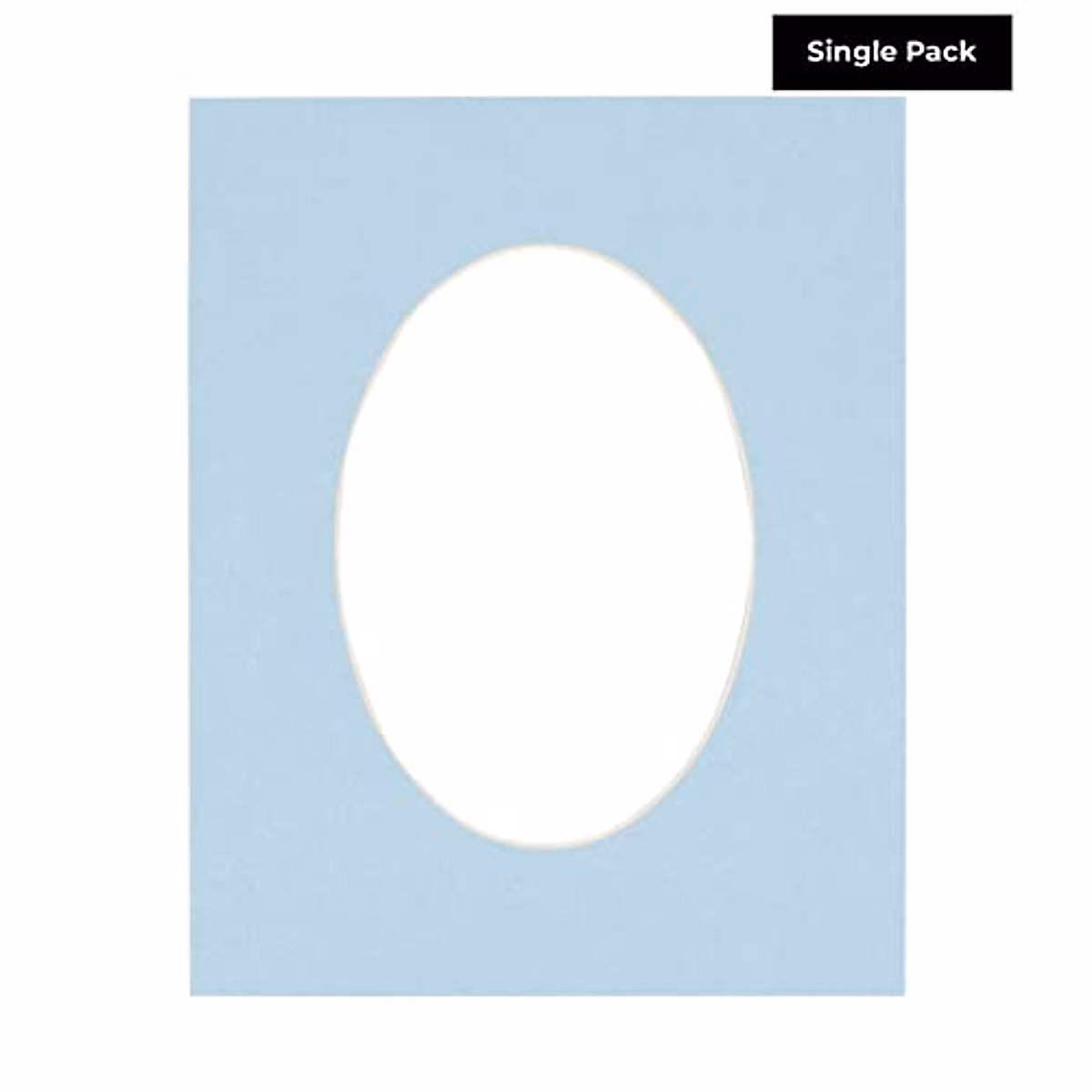 8.5x11 Mat Bevel Cut for 5x7 Photos - Precut Baby Blue Oval Shaped Photo Mat Board Opening - Acid Free Matte to Protect Your Pictures - Bevel Cut for Family Photos, Pack of 1 Matboard