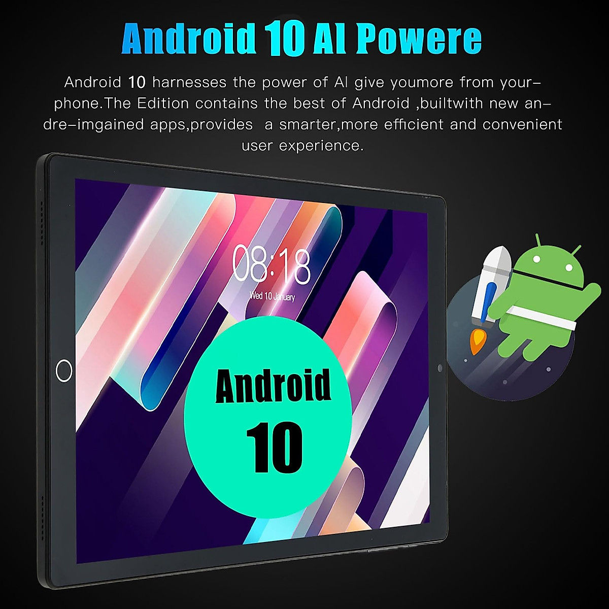 HEITIGN 10 Inch Tablet Blue IPS Display 4G RAM 64G ROM 5G WiFi Dual Camera Octa Core 5000mAh HD Tablet (Blue)