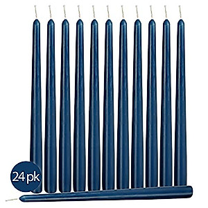 Hyoola Tall Taper Candles - Midnight Blue Dripless Dinner Candle Sticks - Paraffin Wax with Cotton Wicks - 10 Inch (25cm) - 8 Hour Burn Time (24 Pack)