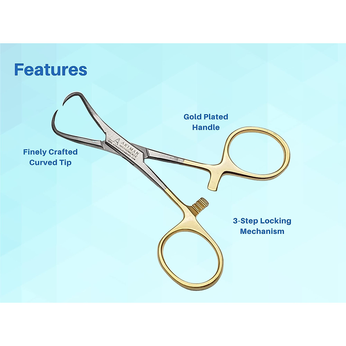 Towel Clamp Backhaus Forceps Gold Plated 3.5" Medical Surgical Instrument ARTMAN Set of Three (3)