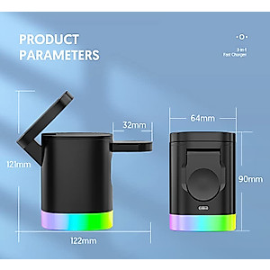 Magnetic Wireless Charging Station for Apple Series,3 in 1 Faster Mag-Safe Wireless Charger Stand for iPhone 14/13/12 Series/iPhone11/Samsung, Apple Watch Series and Airpods with QC3.0 Adapter