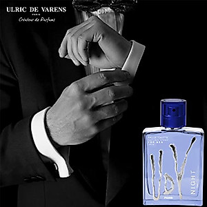 Ulric De Varens NIGHT - Eau De Toilette for Men - Captivating, Enchanting, and Luxurious- Easy to Love, Manly, and Notes of Bergamot, Mandarin, Pineapple, and Cedar- Bold and Fearless Men - 3.4 Fl Oz