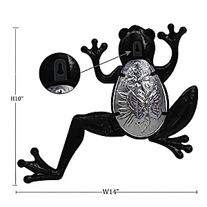 John's Studio Frog Wall Decor Outdoor Metal Garden Hanging Art Glass Sculptures Home Theme Decorations for Living Room, Bedroom Yard, Fence and Patio - 14 Inch Blue
