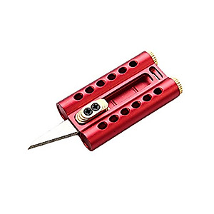 SZHOWORLD Creative Design Aluminium Mini Knife - Portable Pocket Knife, Compact Sharp Box Cutter with Carbon Steel, Closed Length 1.96inch (Red)