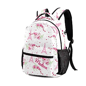 Liveweike Custom Kids Backpack,Romantic Pink Floral Personalized Kid's School Bookbags Bag for Gift Girl Boy Children