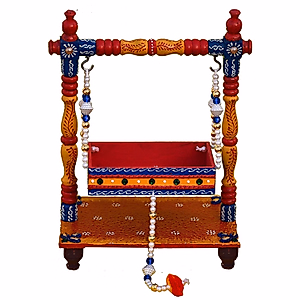 Janmashtami Jhula - Handmade Decorative Jhula - Wooden Jhula for bal Gopal Kanha Ji (Size 0 to 1)
