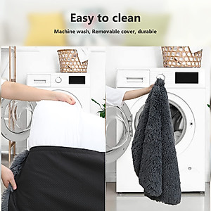 Vonabem Jumbo Dog Bed Washable with Removable Cover Waterproof, XXL Large Dog Crate Beds 48 inch, Plush Pet Beds Kennel Pad Dark Grey