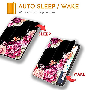 Hepix iPad Air 5th Generation 2022 Pink Purple Flower iPad 10.9 inch Air 4th Generation Case with Pencil Holder 2020, Floral iPad Air 5 Cover for Women, Auto Sleep Wake for A2072 A2316 A2324 A2325