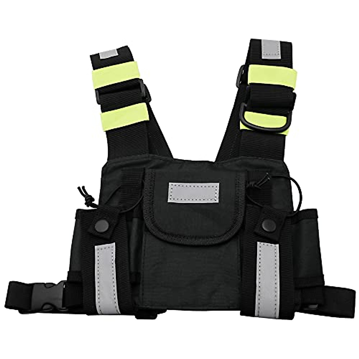 GoodQbuy Universal radio chest harness Rig Bag Pocket Pack Holster Vest Fluorescent green for Two Way Radio Walkie Talkie (Rescue Essentials)