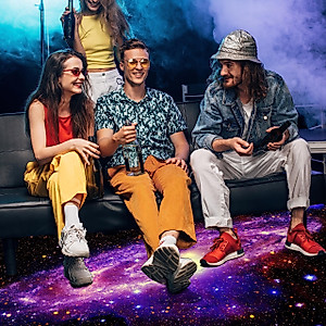 EISKBC Blacklight Galaxy Area Rug, Neon UV Reactive Space Glitter Starry Throw Rug, Fluorescent Universe Night Sky Nebula Floor Mat Carpet, Glow in The Dark Room Decor for Women Kids 70x47inch