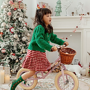 ACEGER 12" Kids Balance Bike with Basket, No Pedal Toddler Bicycle for Early Learning Leg Strength and Steady Balancing, Durable Frame&Tool-Free Adjustable Seat, Gift Bike for 2-5 Kids