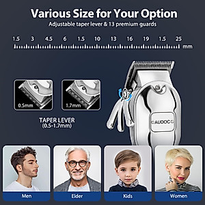 Professional Cordless Hair Clippers for Men, Maquina Para Cortar Pelo De Hombre Rechargeable LED Display Mens Beard Trimmer Full Metal Body Low Nosie Home Barber Hair Cutting Kit Set for Men/Kids