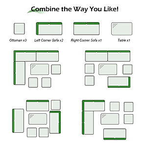 AECOJOY Patio Furniture Set, 7 Pieces Outdoor Patio Furniture with Dining Table&Chair, All Weather Wicker Conversation Set with Ottoman,Grey