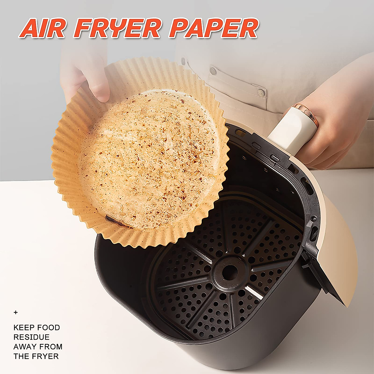 Air Fryer Disposable Paper Liner, Hendoct Air Fryer Liners, 100pcs Parchment Paper Liners for Air Fryer, Non-stick, Oil-Proof Air Fryer Paper Liners (7.9inches)
