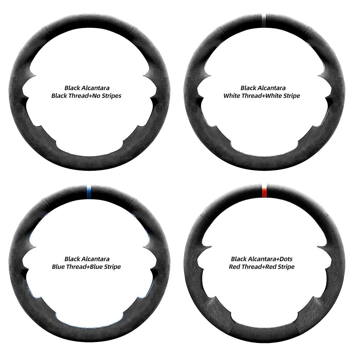 Alfanxi Hand Stitch Sewing Italy Alcantara Car Steering Wheel Cover Wrap for Toyota Land Cruiser/Tacoma/4Runner/Hilux/Sienna (White Thread)