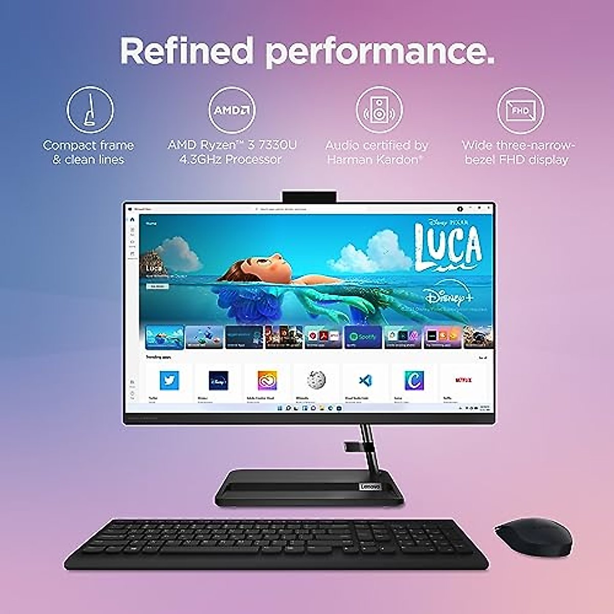 Lenovo IdeaCentre AIO 3 - (2023) - All in One Desktop Computer - 23.8" FHD - 720p HD Built in Camera - Windows 11-16GB Memory - 256GB Storage - AMD Ryzen 3 7330U - Mouse & Keyboard Included