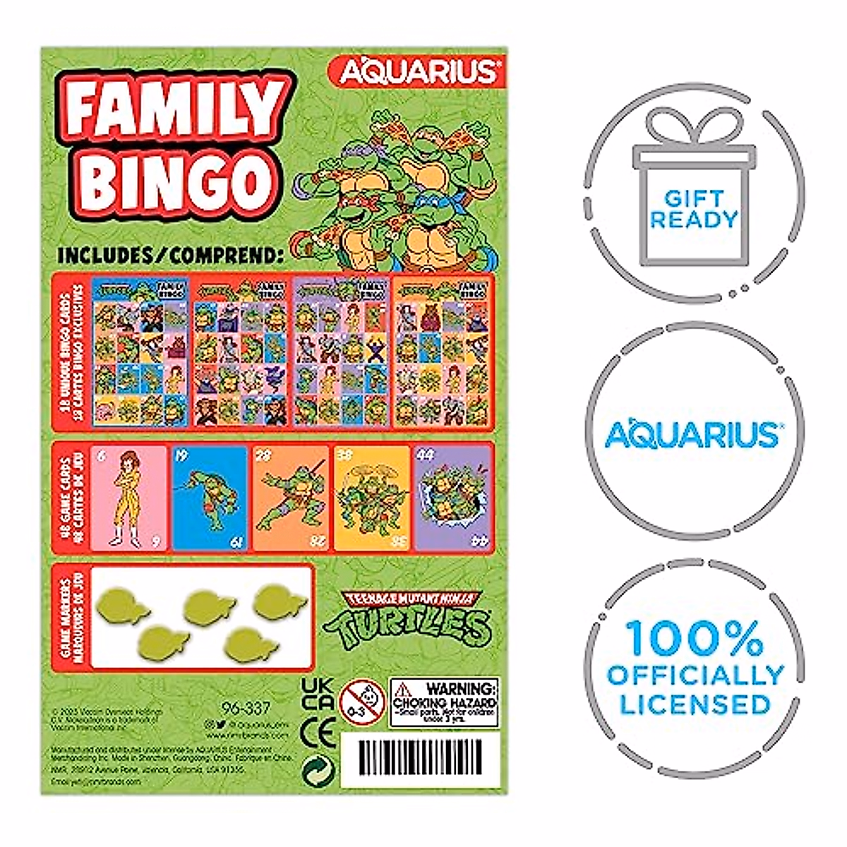 AQUARIUS Teenage Mutant Ninja Turtles Bingo Game - Fun Family Party Game for Kids, Teens and Adults - Entertaining Family Game Night Gift - Officially Licensed TMNT Merchandise - Ages 6 and Up