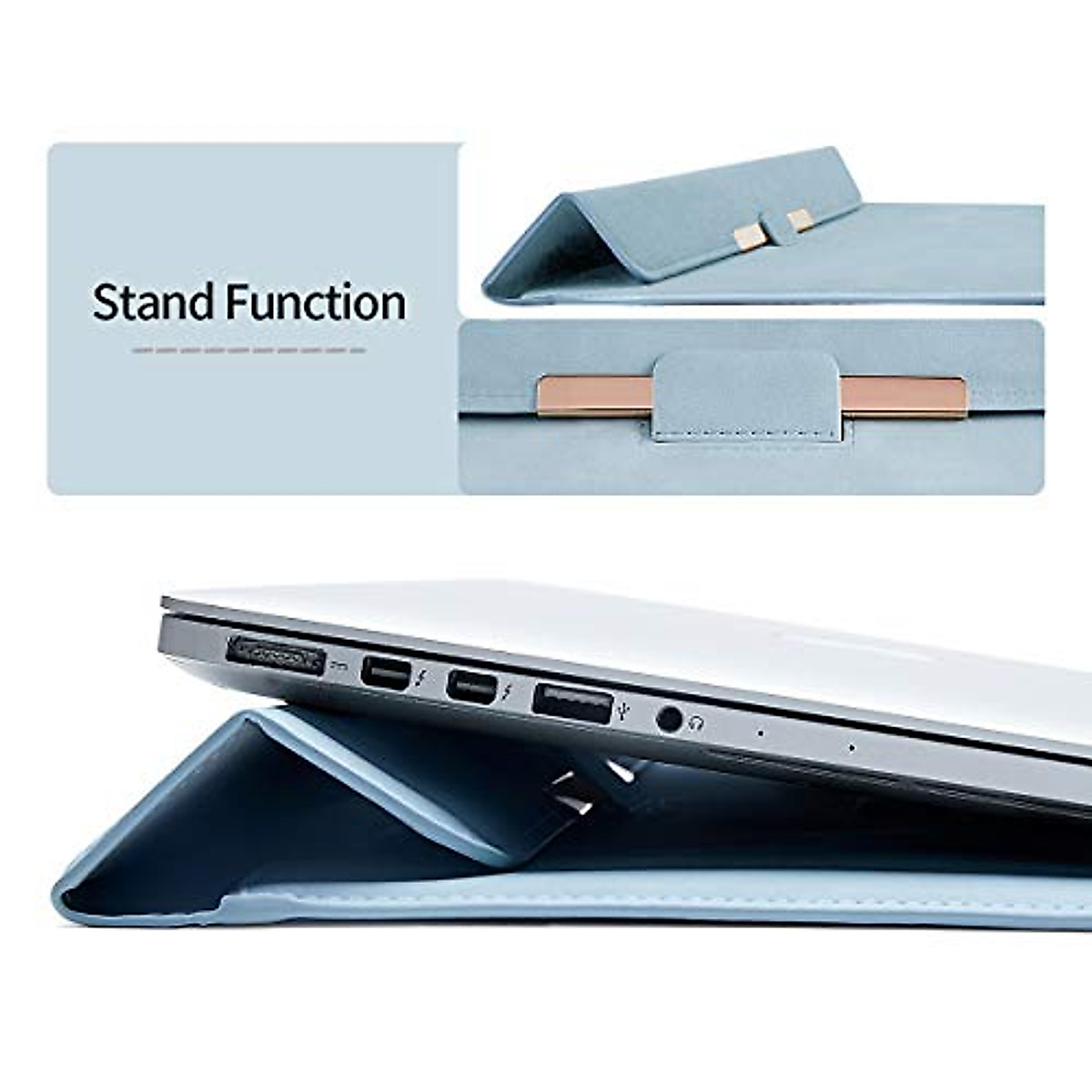 KALIDI 13.3-14 inch Laptop Stand Sleeve Case Faux Suede Leather for 13.3 13.5 13.6 14 inches MacBook Air Pro Retina 13"-14" Surface Pro with Pouch