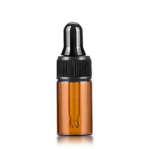 50 Pack,3ml Amber Glass Dropper Vial for Essential Oils,Empty Glass Eye Dropper Bottle With Black Screw Cap,Glass Liquid Pipette Travel Test Sample Perfume Vial-Transfer Pipette Included