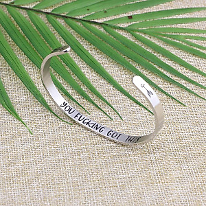 Birthday Gifts for Women Friend Funny Bracelets for Women Encouragement Jewelry Personalized Engraved Stainless Steel Cuff Bracelet Inspirational Graduation Gift for Women Trendy Stocking Stuff