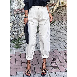 EVALESS Cargo Jeans for Women Casual Baggy High Rise Straight Leg Boyfriend Pants Y2K Trousers Streetwear Pant with Pockets White 12