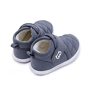 BMCiTYBM Baby Shoes Boy Girl Sneakers Winter Warm High Top Non Slip First Walking Infant Shoes 6 9 12 18 24 Months Grey Size 12-18 Months Toddler