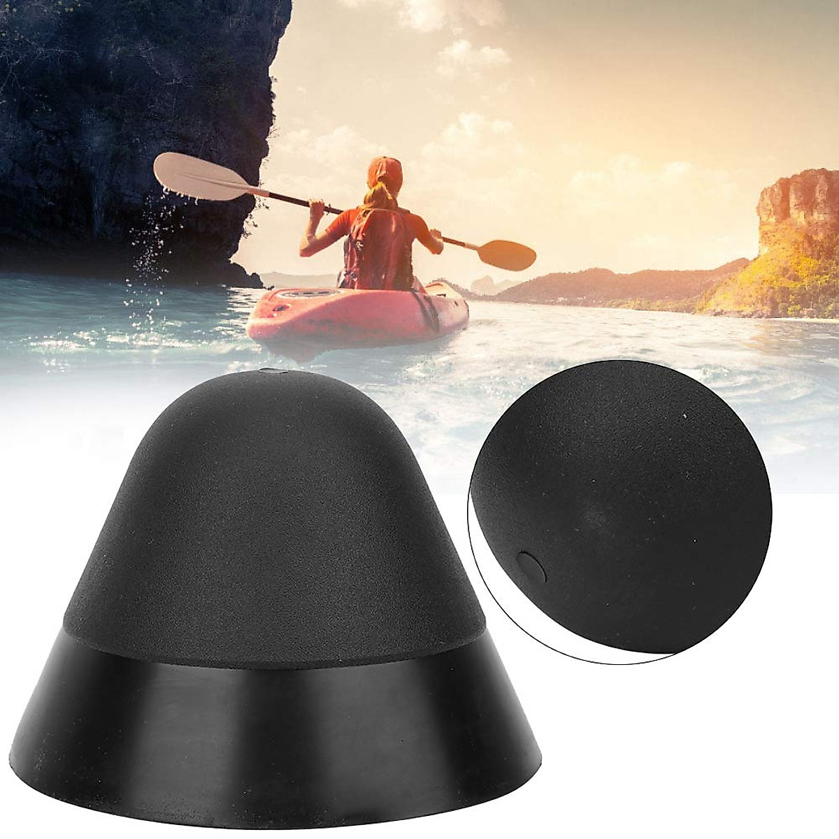 OUKENS Boat Head Protector, Black PVC Anti-Collision Head Boats 90 Degree Protector Kayak Cone Accessory for Inflatable Boat Canoe