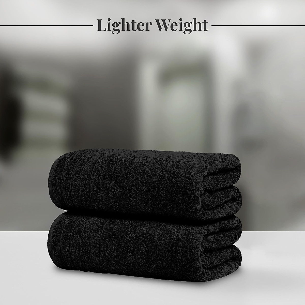 Tens Towels Large Bath Sheets, 100% Cotton, 35x70 inches Extra Large Bath Towel Sheets, Lighter Weight, Quicker to Dry, Super Absorbent, Oversized Bath Towels (Black)