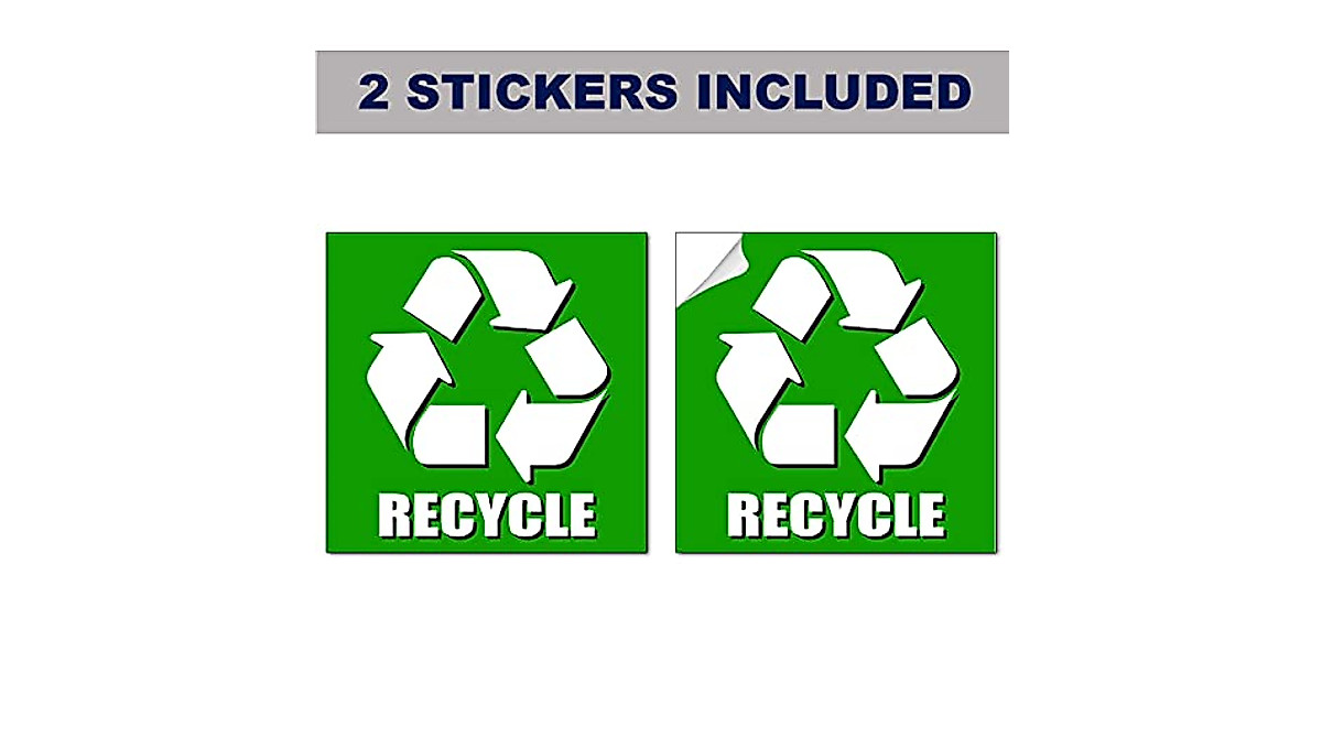 2 PC 4x4 Vinyl Recycling Stickers for Trash Cans & Bins