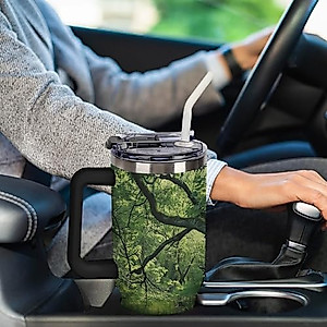 An Ancient Swamp Insulated Stainless Steel Travel Mug, 40 Oz Tumbler with Handle And Straw Double-Wall Vacuum Coffee Cup, Leak-Proof Lid, Keeps Drinks Hot/Cold for Hours