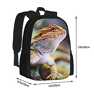 FREE LION Kids Fierce Bearded Dragon Lizard Backpack for Boys Girls Bookbags Elementary Middle High School Bag Large Capacity 17 inch Big Student Backpack for School% Travel