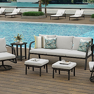 Metal Outdoor Side Table, 2-Tier Sturdy Patio End Table Weather Resistant, 16.5" * 16.5" * 18.1" Solid Square End Table for Patio, Pool, Porch (Black)