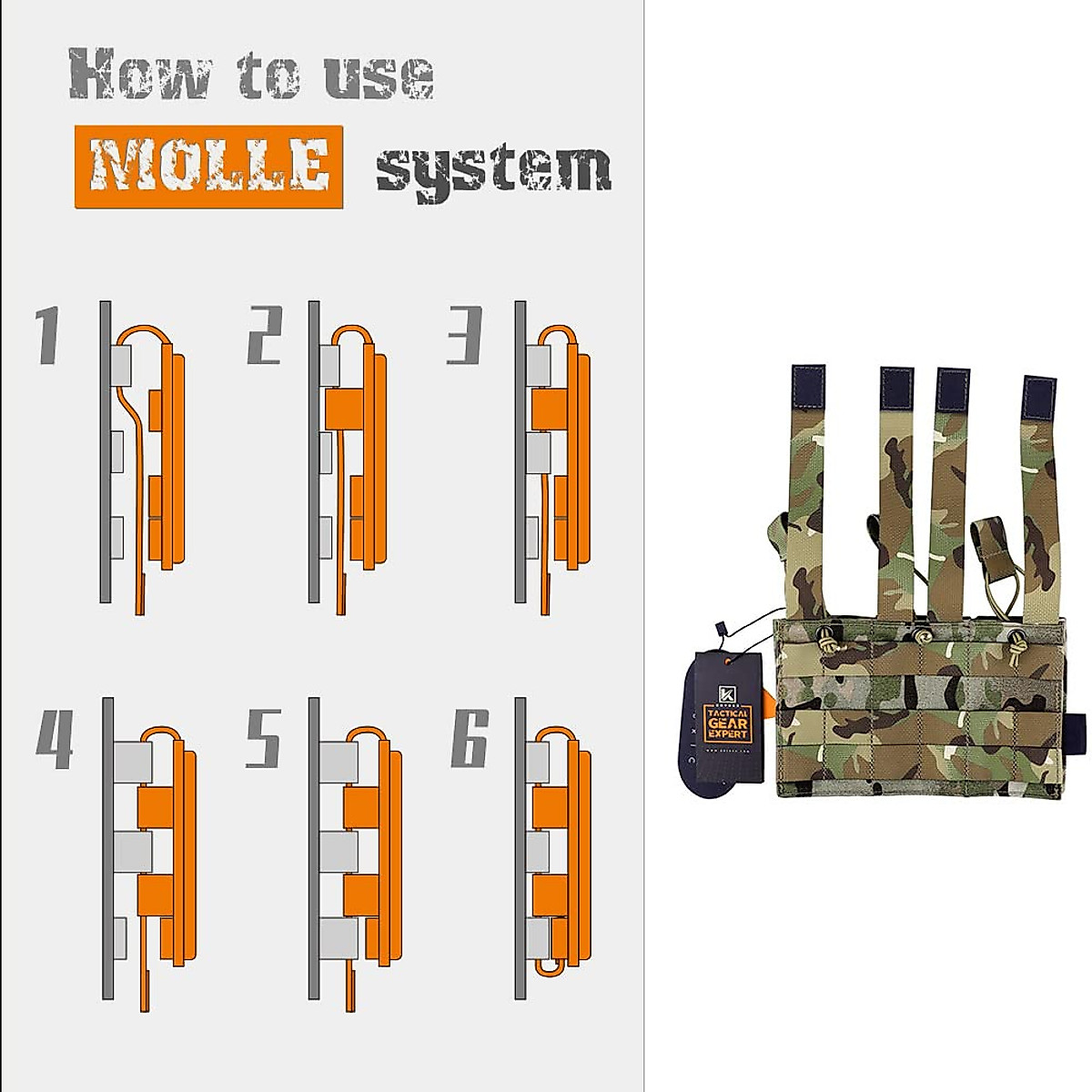 KRYDEX Tactical MOLLE Triple Open-Top 5.56mm Mag Pouch with MOLLE Strap for M4 M16 .223 Magazines(MC)…