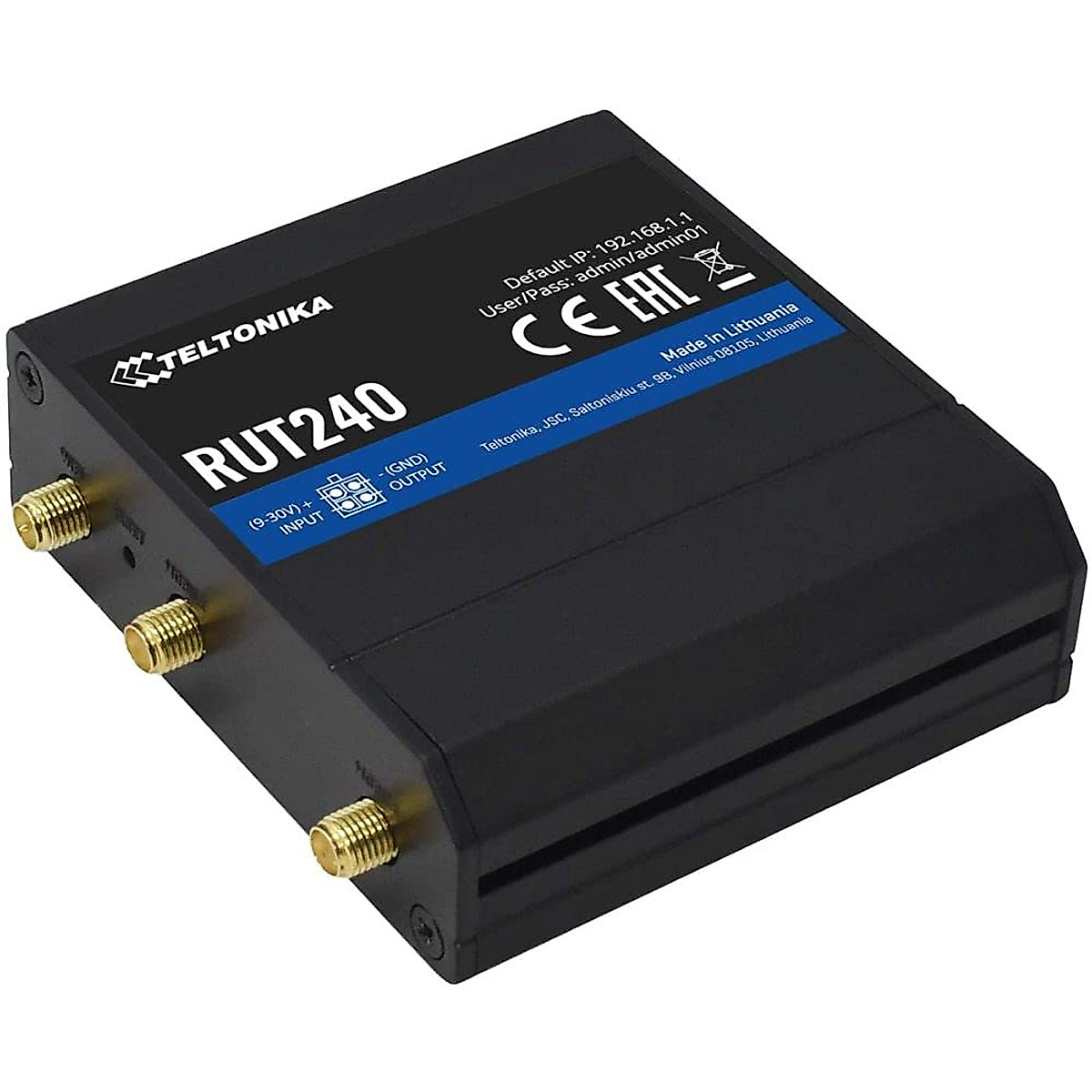 Teltonika RUT24002U000 Model RUT240 Industrial 3G/4G LTE Cellular Router for Verizon; Automatic Switch to Available Backup Connection; Wireless Access Point with Hotspot Functionality