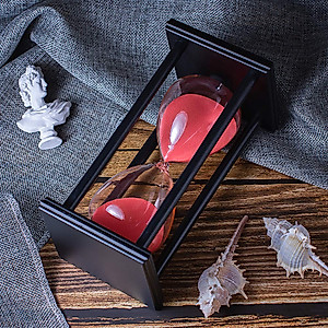 Hourglass Timer with Red Sand, 60 Minute Wooden Frame Sand Timer, Creative Handcraft Decoration