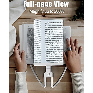 Magnifier for Reading 2x-3x Hands Free Magnifying Glass Neckwear Rectangular Full Page View, for Seniors, Men and Women, Magnifying Lens for Sewing, Cross Stitch, Needlepoint, Jewelry, Coins(White)