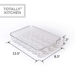 Totally Kitchen Egg Holder for Refrigerator, Fridge Organizers and Storage Clear, BPA-Free Plastic Storage Containers with Lid & Handles, 24 Eggs Tray Bins