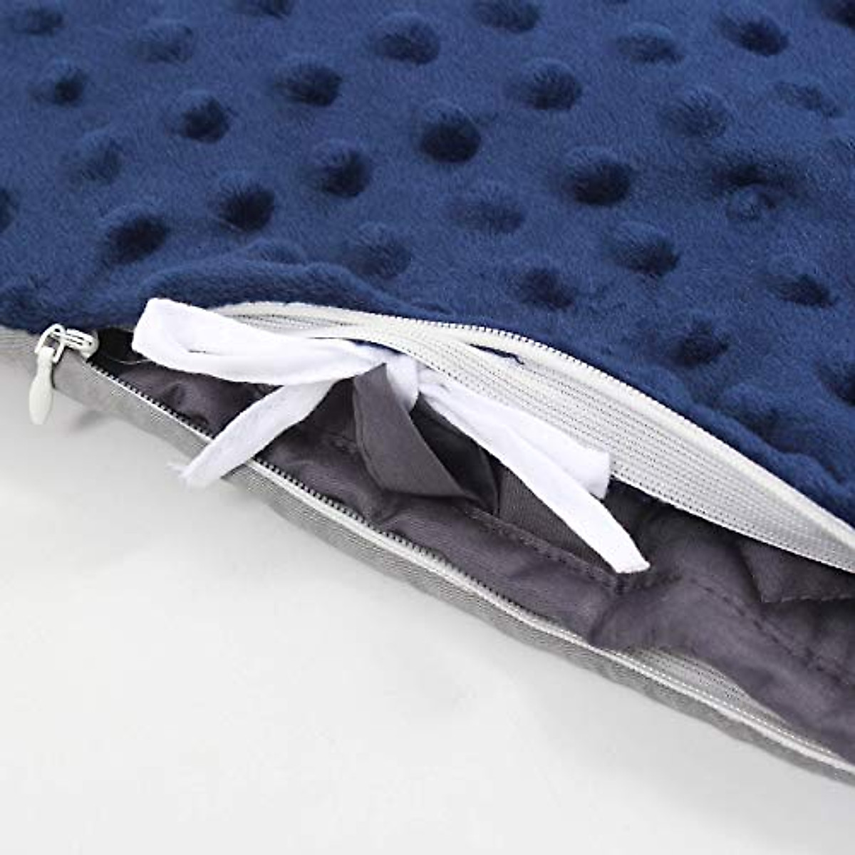 Sleepymoon Weighted Lap Blanket 20"x25" 5lbs Heavy Sensory Lap Pad for Kids Adults Includes Washable Cover Dual-Sided Soft Navy Minky+Cool Grey Bamboo with Glass Beads