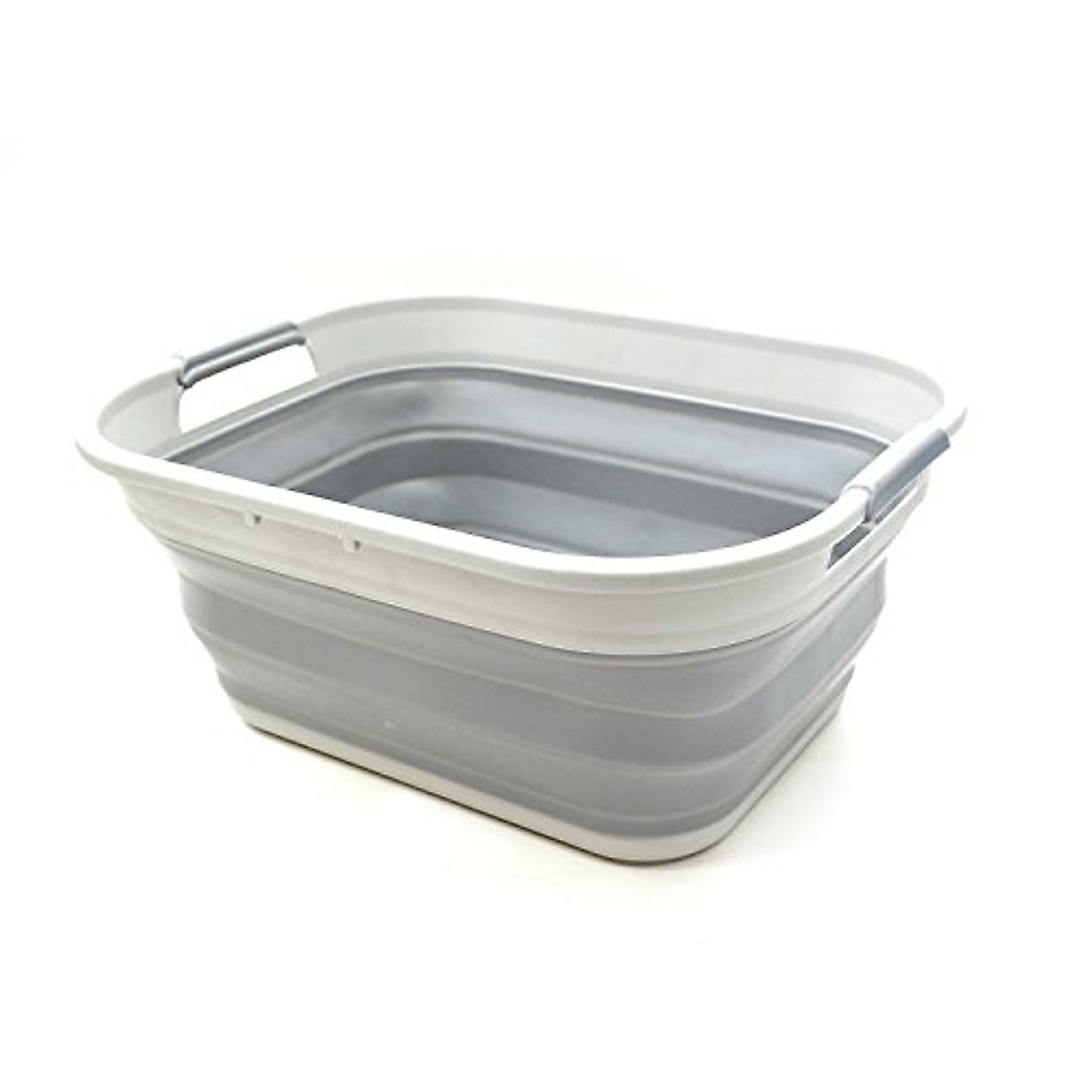 SAMMART 19.5L Collapsible Plastic Laundry Basket - Foldable Pop Up Storage Container/Organizer - Portable Washing Tub - Space Saving Hamper/Basket (Grey)