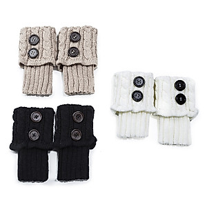 Women Boot Knit Cuffs,Short Crochet Leg Warmers, Variety of Styles Winter Warm Cuff Socks 3 Pairs by REDESS