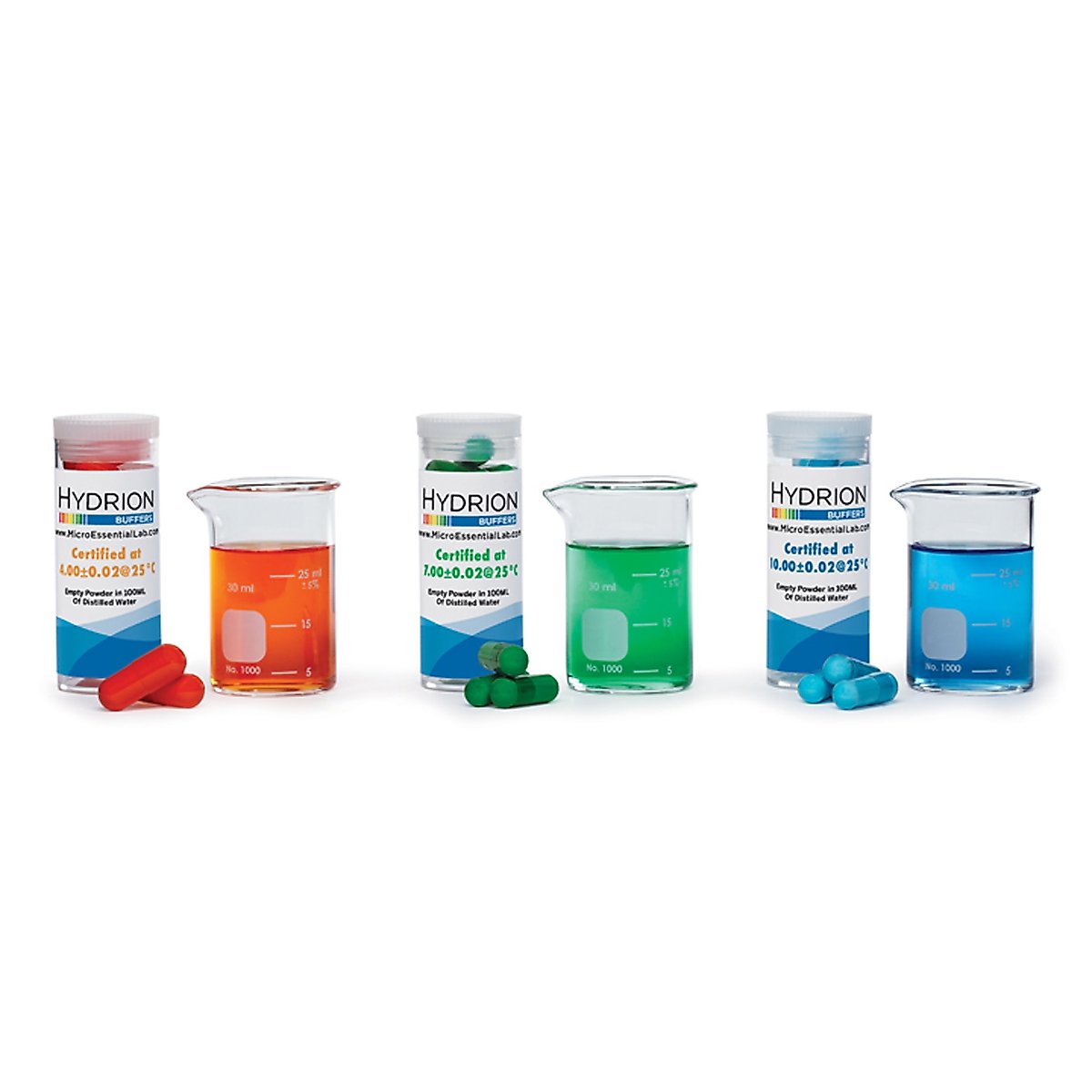 Micro Essential Labs Hydrion Tri-Chek Buffer Set Vials 4-7-10 ph