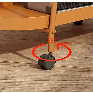 Rolling Cart Trolley Carts With Wheels Office 2 Tier Iron Rolling Cart With Wheels Living Room Sofa Side Home Balcony Movable Push Kitchen Storage Rack Cart Kitchen Utility Cart Dorm Room Essentials (