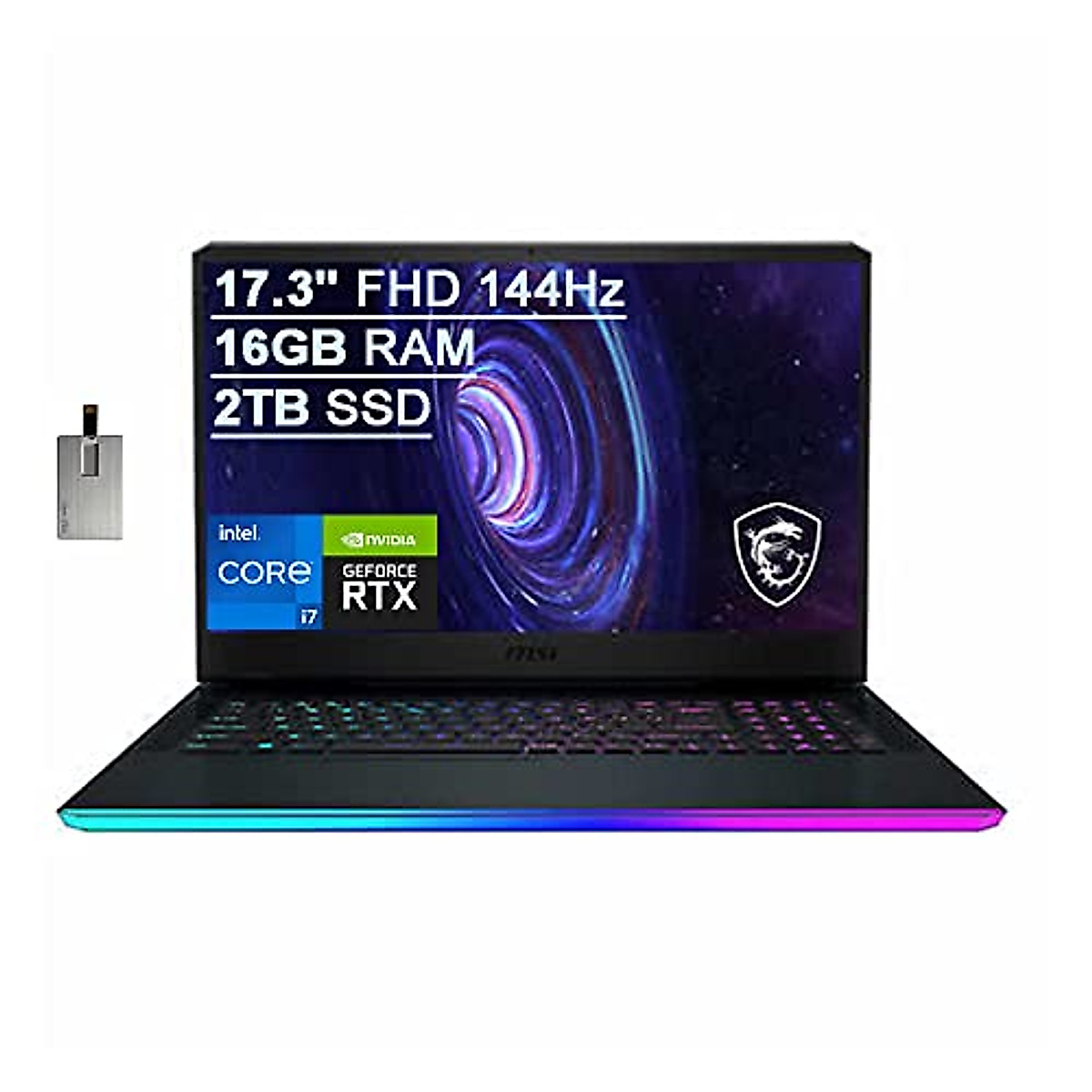 2022 MSI GE76 Raider Gaming 17.3" FHD 144Hz Laptop Computer, 12th Gen Intel Core i7-12700H, 16GB RAM, 2TB PCIe SSD, Backlit Keyboard, GeForce RTX 3060, FHD Webcam, Win11, Grey, 32GB SnowBell USB Card