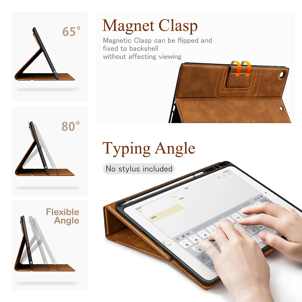 Antbox Case for iPad 9th Generation (2021) iPad 8th/7th Generation with Pencil Holder Auto Sleep/Wake Function PU Leather Smart Cover for iPad 10.2'' (Brown)