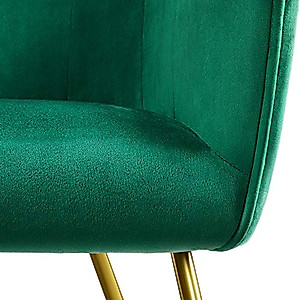 Yaheetech Accent Chair, Modern Velvet Living Room Chair with Mental Legs and Soft Padded, Comfy Side Chair for Bedroom/Office/Study/Waiting Room, Green
