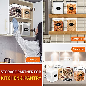 Skroam 4PCS Airtight Food Storage Containers with Lids 5.2L/176oz, Flour Storage Container for Kitchen Pantry Organizers and Storage, Storage Containers for Pantry, Measuring Cup & 20 Labels